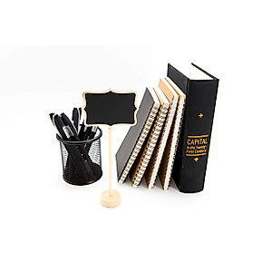 15 Pack Wood Mini Chalkboard Signs (Water-Based Chalk and Replacement Stickers Are Included) Small Rectangle Chalkboards Blackboard for Weddings, Message Board Signs and Special Event Decorations