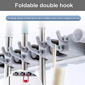 OMESDA Broom Holder Organizer, Cleaning Cart On Wheels, Rack to Hang Brooms and Mops, Movable Closet Storage Cabinet Mop Rack for Garden Garage