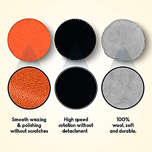 PRIMEVERTIK Buffing Pads 11 Pcs – 3 Inch Buffing Sponge Foam, Woolen Polishing Pad, Drill Adapter & Suction Cup Kit for Car Polishing, Waxing, Compounding & Sealing Glazes for Automative