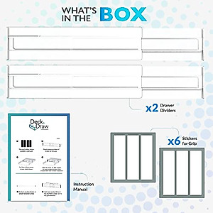 WJWSKI Drawer Dividers and Organizers 2 Set, 11-19" Expandable Dresser Drawers Dividers, 8cm Deep Drawer Separators for Clothing Storage, Adjustable Drawer Divider for Kitchen Utensils, Clear Plastic