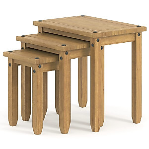 Furniture Dash - Small Coffee Table - Nesting Tables - Wood Nesting Tables - Small Coffee Tables for Living Room - Nesting Tables Set of 3 - (Brown)