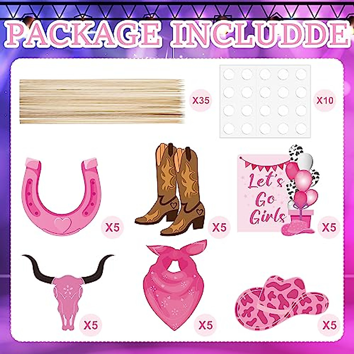 Yeaqee 35 Pcs Cowgirl Party Centerpiece Sticks Table Toppers Western Centerpieces for Tables Disco Cowgirl Western Party Decor for Birthday Party Supplies Disco Bachelorette