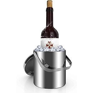 Sailnovo Ice Bucket, Double-Wall Stainless Steel Insulated Ice Buckets With Lid and Ice Tong, Ideal for Cocktail Bar, Parties, Chilling Wine, Champagne - 1.2 Liter Ice Container