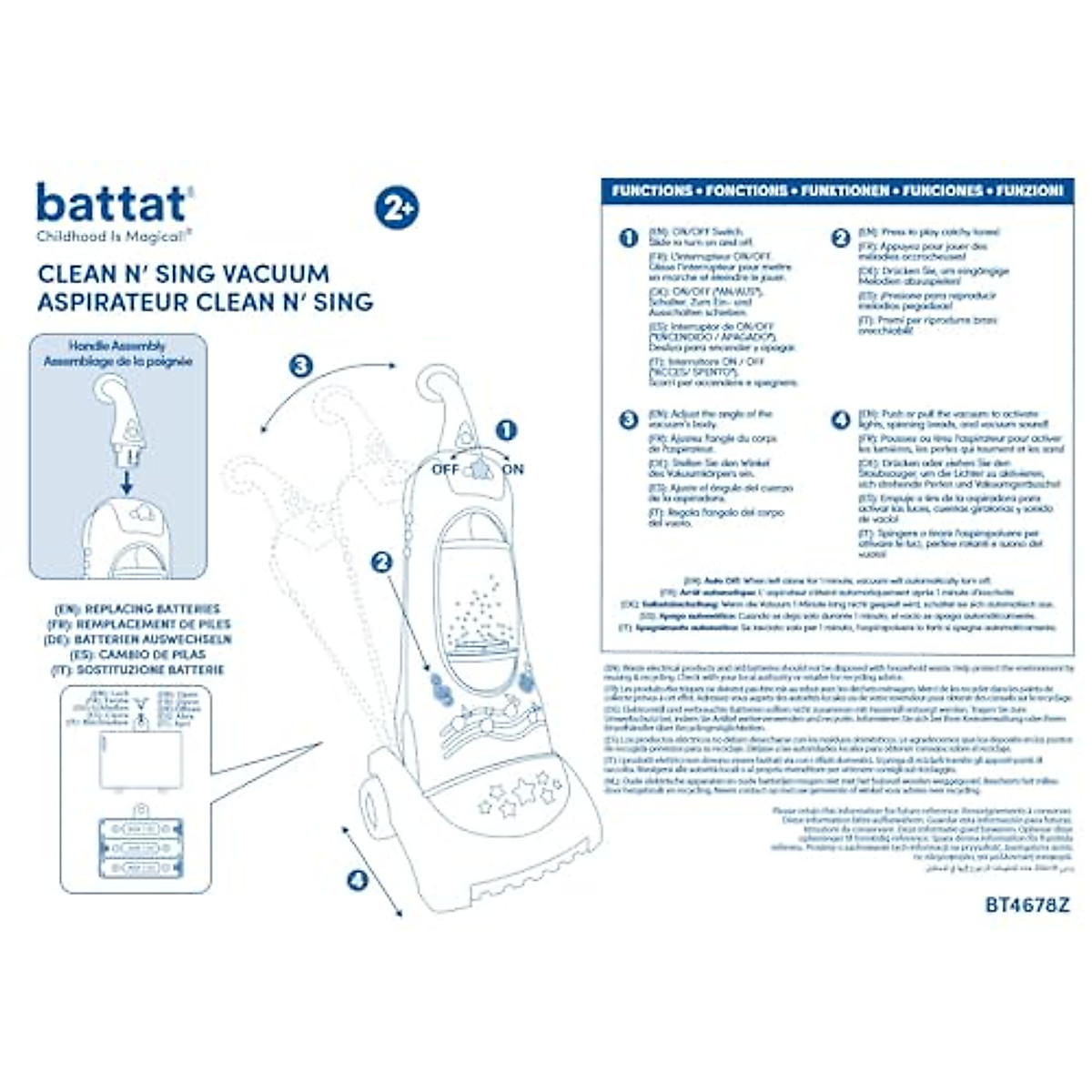 Battat- Toy Vacuum Cleaner – Lights & Sounds Play Vacuum – Musical Vacuum Toy With 2 Songs- Pretend Play Chores & Activities- Clean n' Sing Vacuum- 2 Years +