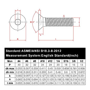 #10-24 x 1/2" Flat Countersunk Head Socket Cap Screws, 304 Stainless Steel 18-8 SS, Full Machine Thread Coverage, Allen Hex Drive, 50 PCS