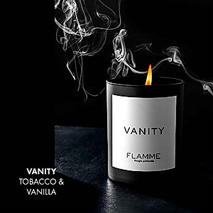 FLAMME Candle Co. Vanity | Tobacco & Vanilla Scent | 10 oz | 60 Hour Burn Time | Luxury Candle with Colored Wax | All Natural Soy
