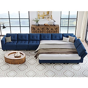 Belffin Modular Sectional Sofa Couch Oversied U Shaped Sofa Set with Storage Seats Convertible Sectional Sleeper Sofa with Reversible Chaise Blue