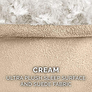 Furhaven Orthopedic Dog Bed for Large Dogs w/ Removable Washable Cover, For Dogs Up to 75 lbs - Ultra Plush Faux Fur & Suede Luxe Lounger Contour Mattress - Cream, Jumbo/XL
