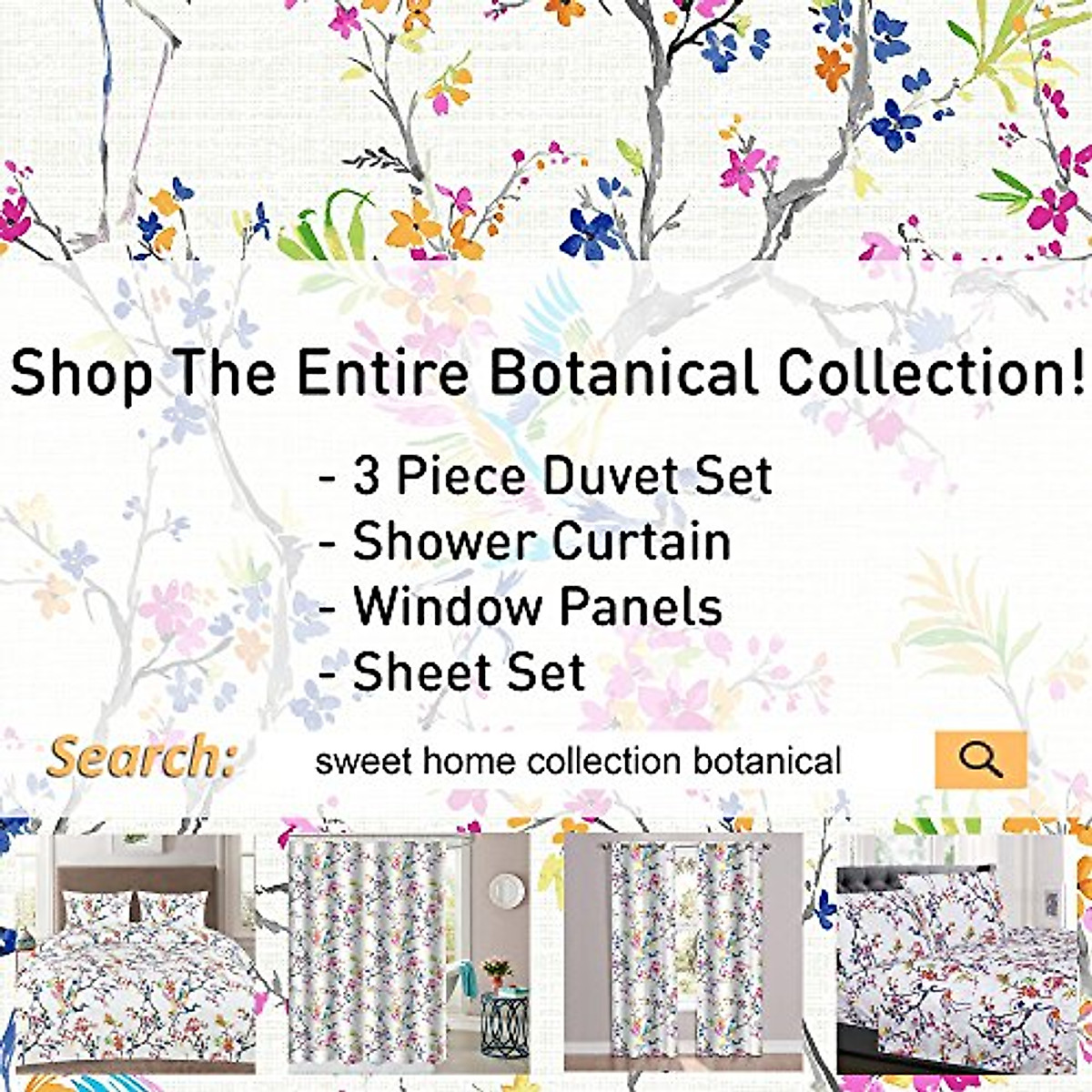 1500 Supreme Collection Extra Soft Botanical Bright Whimsical Watercolor Pattern Sheet Set, King - Luxury Bed Sheets Set with Deep Pocket Wrinkle Free Bedding, Printed Pattern, King