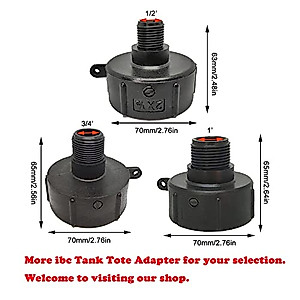 IBC Tote Tank Adapter, Drain Adapter 2" NPT Fine Thread to 3/4" Outside Thread Garden Water Hose Conector Male Adapter Fitting