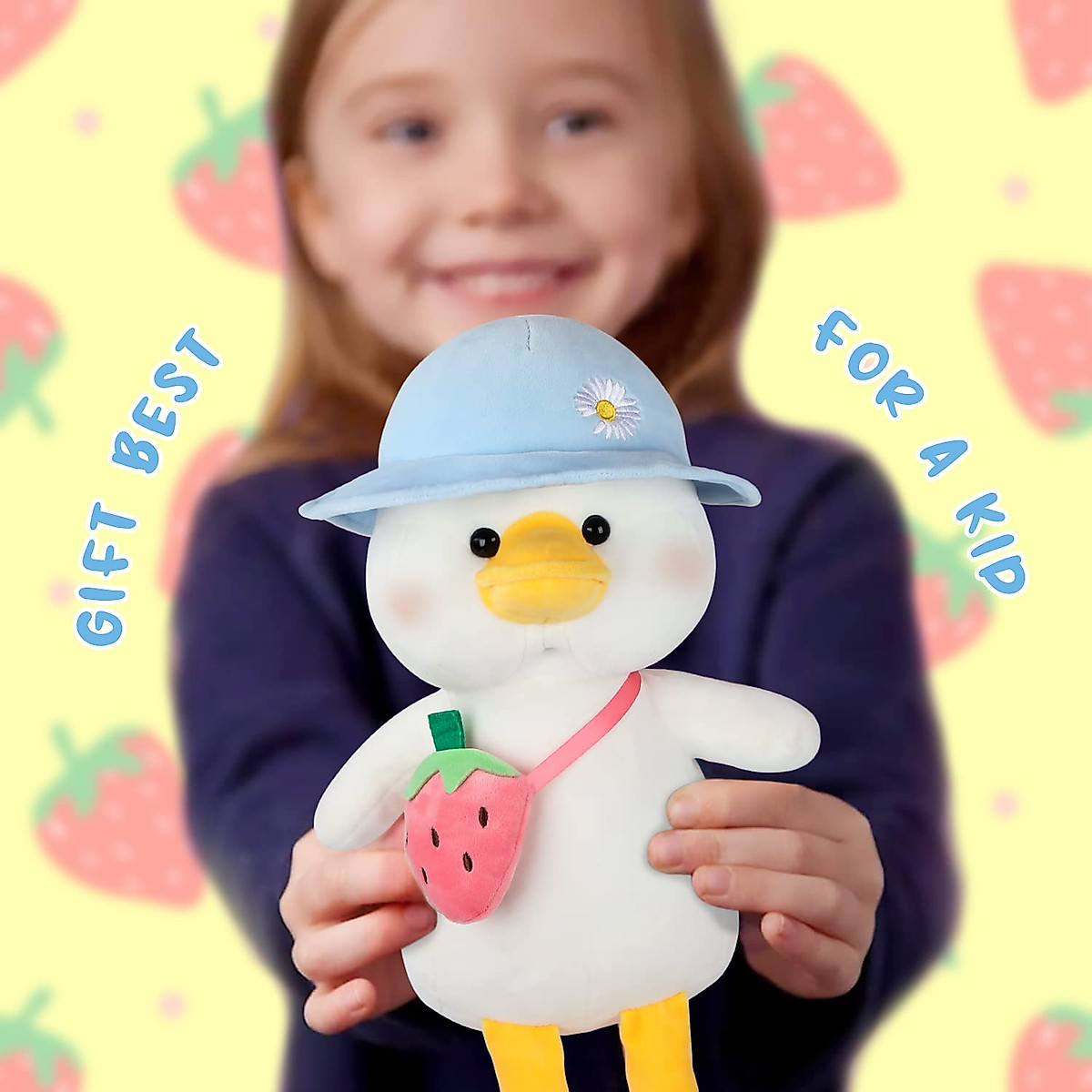 Duck Plush Toy, Stuffed Animal 12 inch Throw Plushie Doll, Soft Fluffy Hug Cushion School Duck- Super Present for Every Age & Occasion