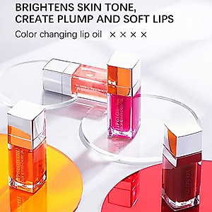 Yasovigi Hydrating Lip Oil Plumping Lip Tint Moisturizing Lip Gloss, Transparent Lip Balm Care Stick Nourishing Repairing Non-sticky, Moisture&Lighten Lip Lines (Raspberry, Normal)