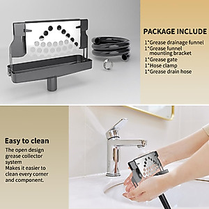 Reusable Rear Grease Drainage Funnel for Blackstone 36'' 28'' 22'' 17'' Inch, Upgraded Blackstone Accessories with Removable Grease Gate, Leakproof Large Capacity Grease Catcher System