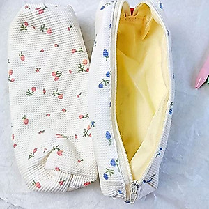Fresh Style Pencil Bag, Flowers Pen Holder Pen Box Makeup Bag Women Storage Bags, Flowers Pencil Cases Cute Simple Pen Bag Storage Bags(Blue)
