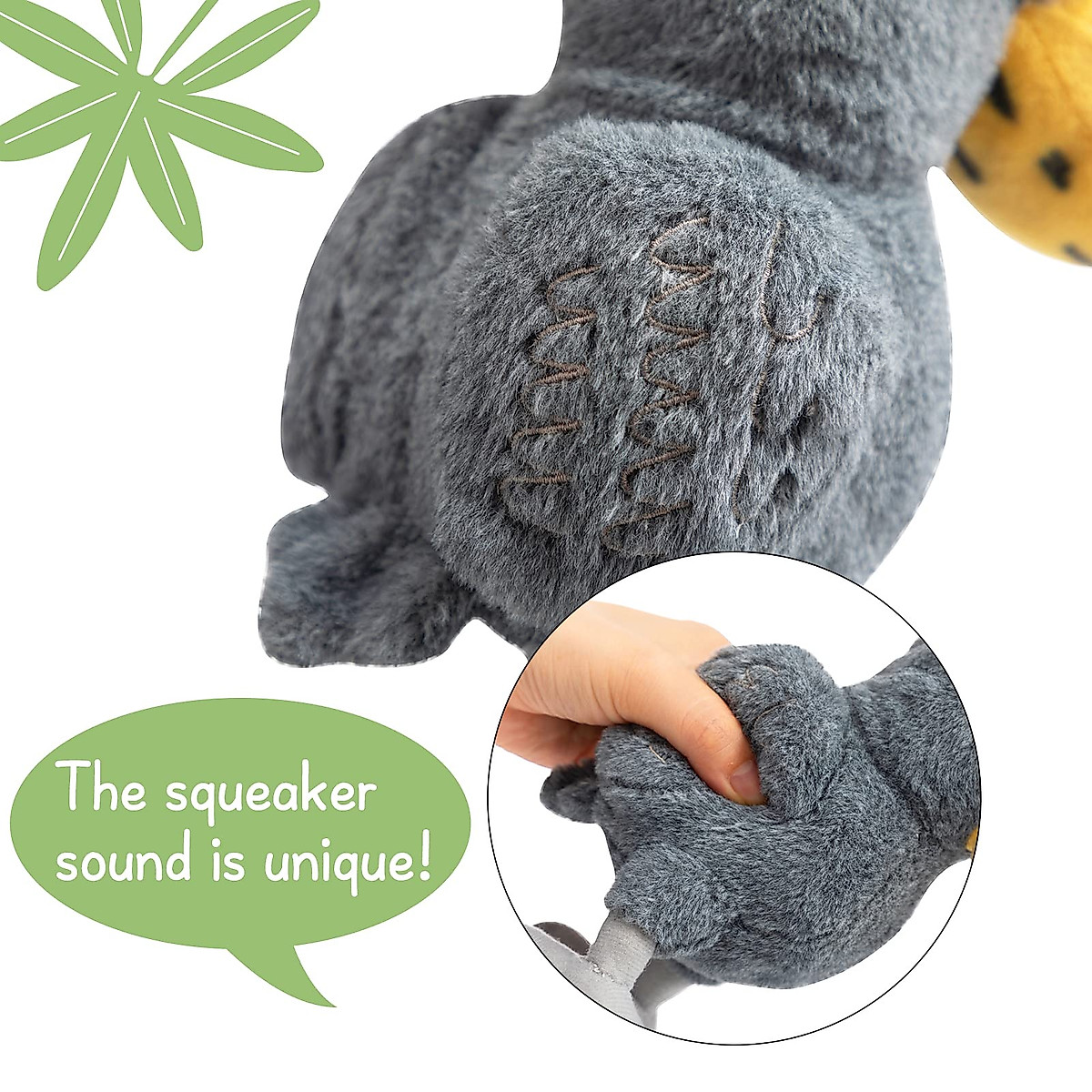 Hollypet Squeaky Shoebill Whale Head Stork Pet Plush Stuffed Dog Chew Toy