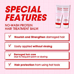 MELLOWTOUCH No Wash Protein Hair Treatment Balm, Hair Mask 250ml - No Rinse Off Deep Conditioner Repair Hair mask for Dry Damaged hair, Protein Mask 8.45 fl oz - K-Beauty, Made In Korea