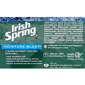 Irish Spring Deodorant Soap, Moisture Blast, 3.7 Ounce (Pack of 3)