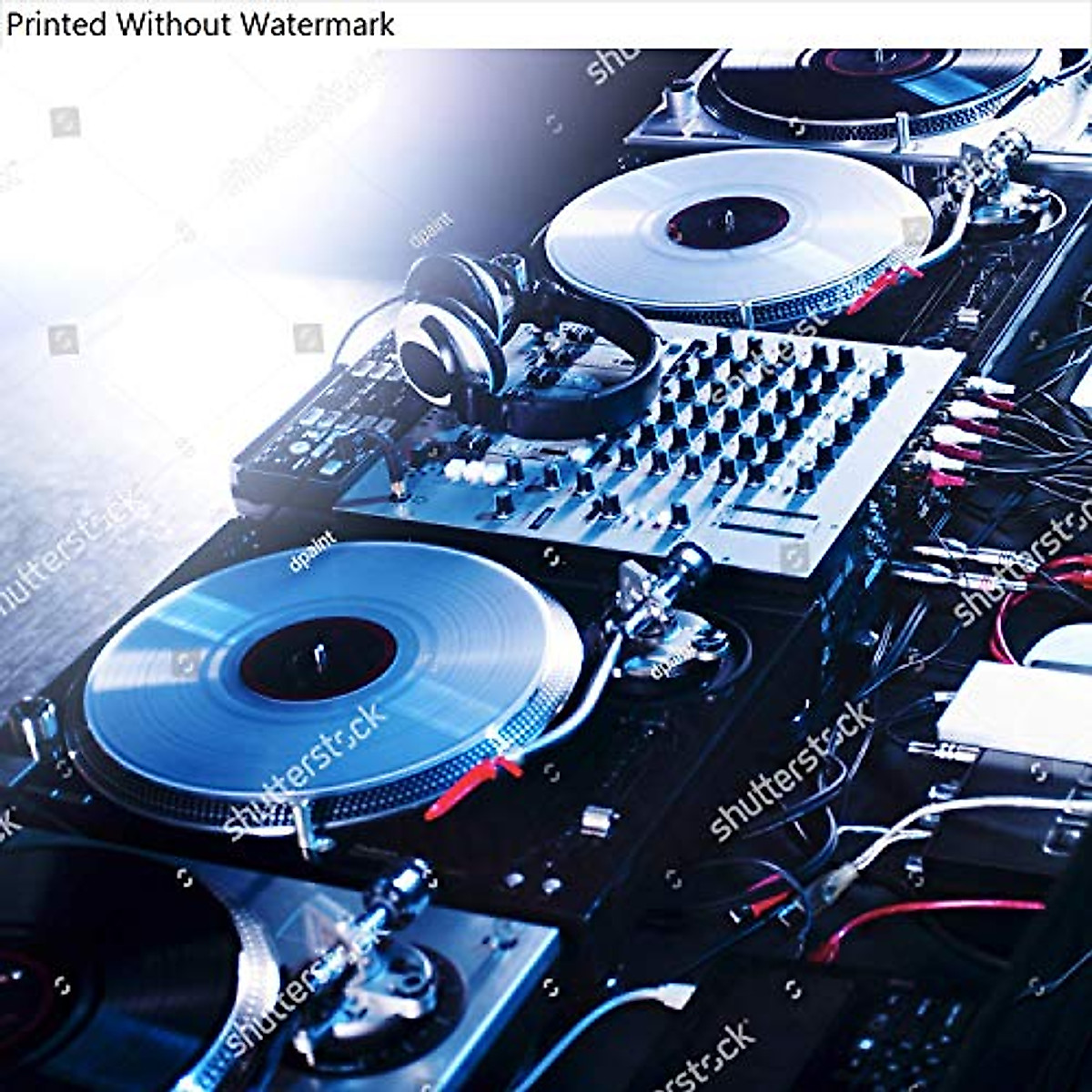 Wall Art Poster Print of Dj Mixer with Headphones at a Nightclub