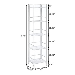 Xtra Storage 5 Tier Folding Metal Shelf (Color : White)