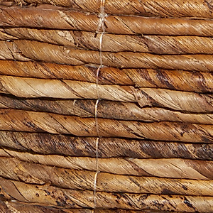 Deco 79 Banana Leaf Handmade Diamond Detail Storage Basket with Handles, Set of 2 17", 16"H, Brown