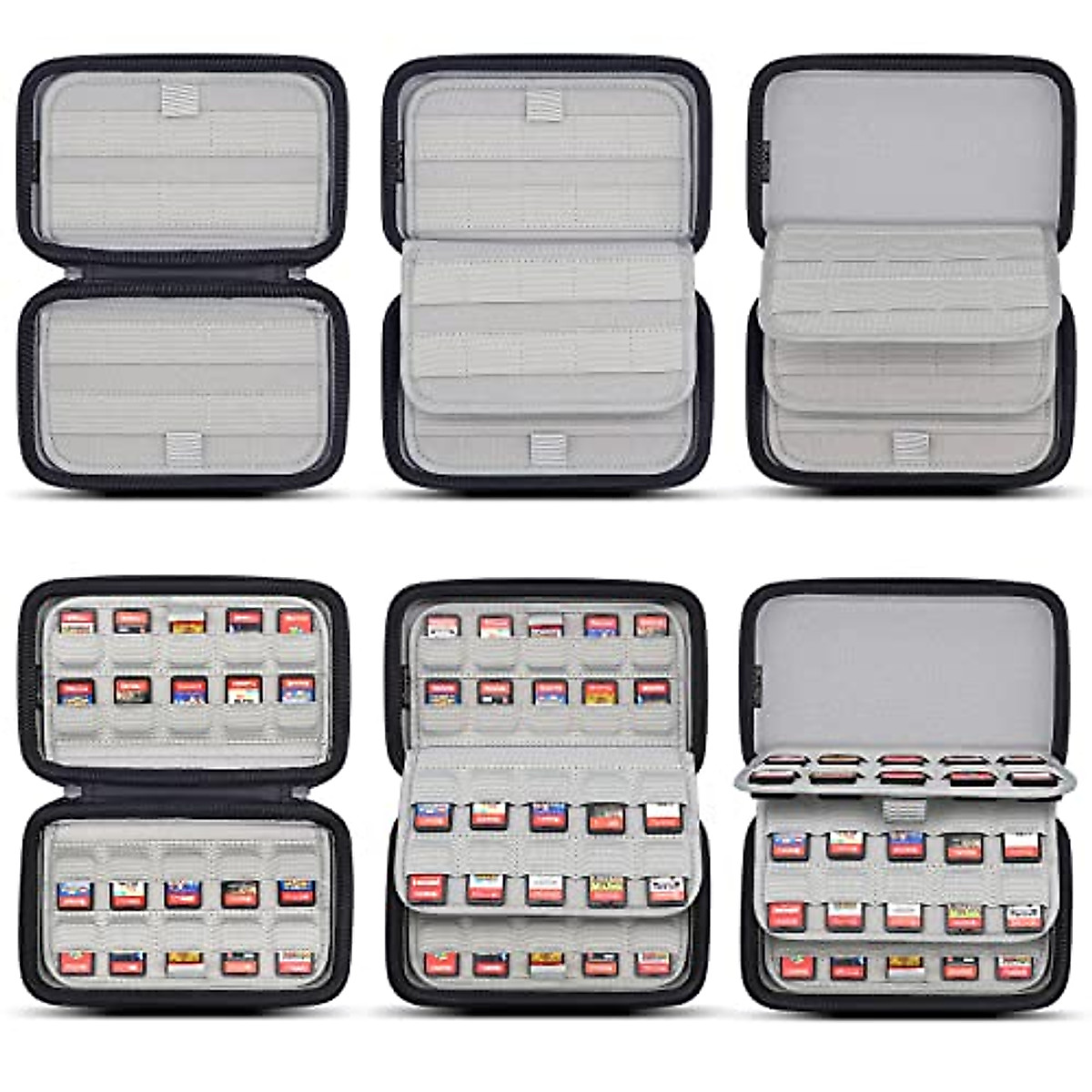 sisma 80 Switch Game Case Compatible with Nintendo Switch or PS Vita Games or SD Cards,Game Cartridge Holders Hard Shell Travel Storage Case Home Safekeeping, Brown