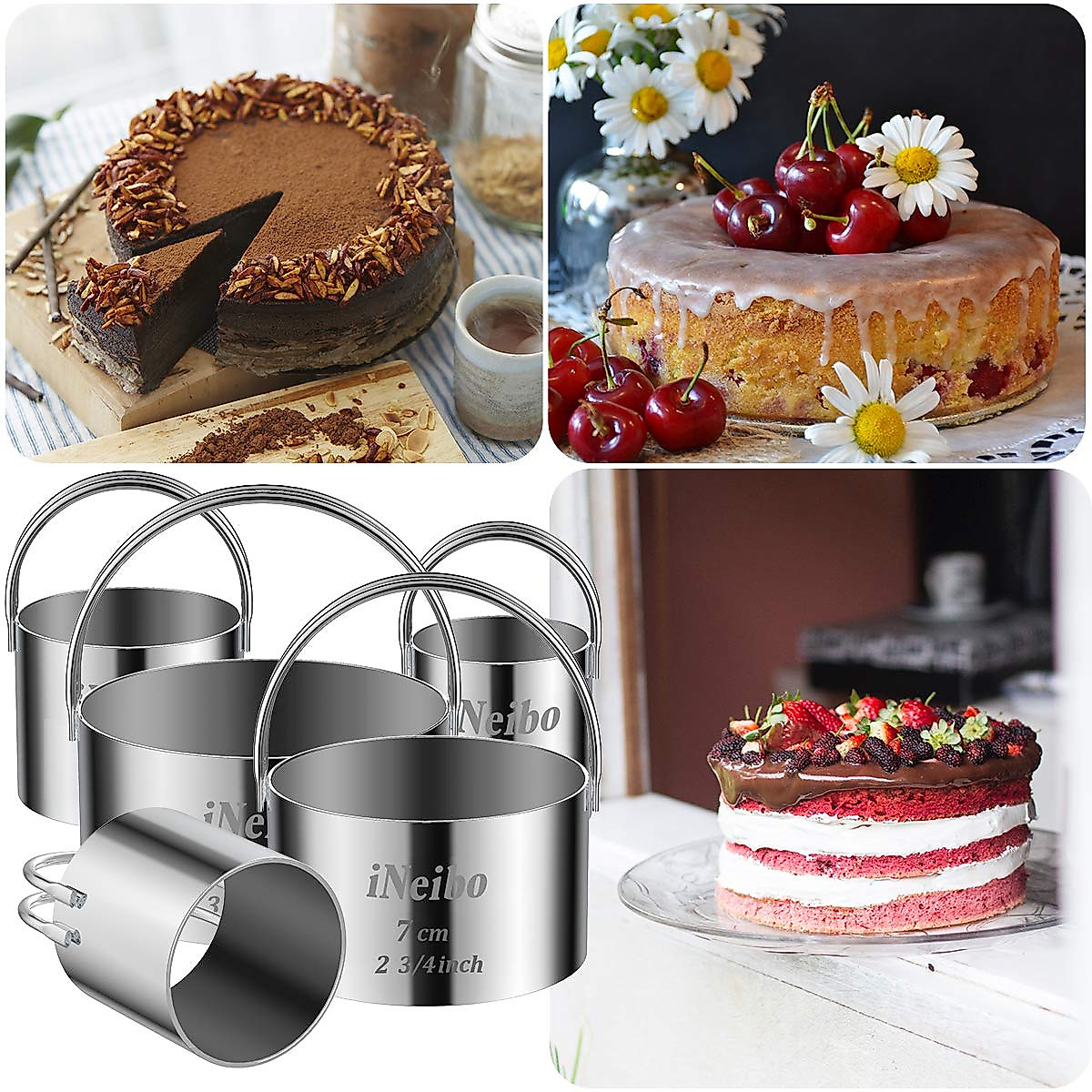 iNeibo Biscuit Cutter Set, Cookie Cutter, Round Shape Circle Scone Cutters, Pastry Dough Baking Cutter, Shapes Pastry Cutter for Dumpling Skin Cutters, Dough, Pastry, Donut, Fondant, DIY, Cake Décor