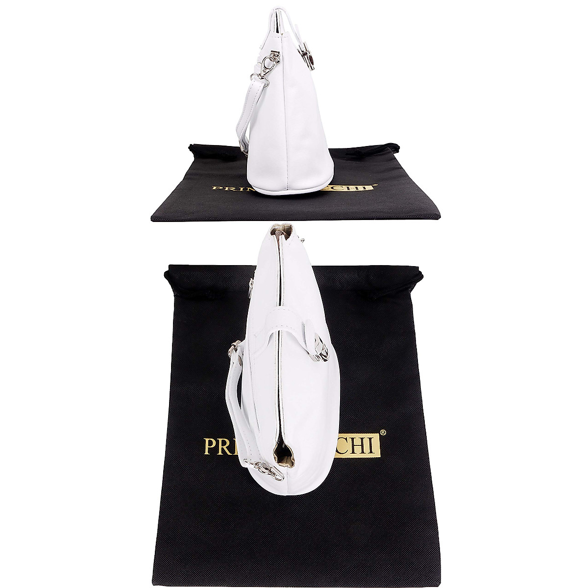 PRIMO SACCHI Italian Soft Leather Hand Made Small White Cross Body or Shoulder Bag Handbag Purse