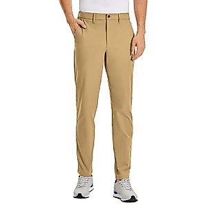 CRZ YOGA Men's All Day Comfy Golf Pants - 32" Quick Dry Lightweight Work Casual Trousers with Pockets Khaki Sand 36W x 32L