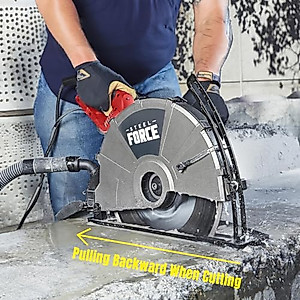 Steel Force KPC 3551 Portable 14" Wet/Dry Electric Corded Circular Concrete Saw/Power Angle Cutter 2600W w/Water Line & Guide Roller (With Blade)