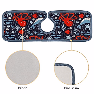 Kitchen Faucet Absorbent Mat 2 Pieces Cute Octopus Fish Crab Faucet Sink Splash Guard Bathroom Counter and RV,Faucet Counter Sink Water Stains Preventer