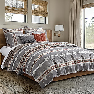 Levtex Home - Corrales Duvet Cover Set - King Duvet Cover + Two King Pillow Shams - Aztec - Grey, Brick Red, Cream and Taupe - Duvet Cover (106 x 94in.) and Pillow Shams (36 x 20in.) - Cotton