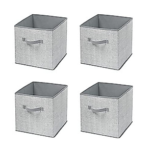 mDesign Soft Fabric Nursery/Playroom Closet Storage Organizer Bin Box with Front Handle for Cube Furniture Shelving Units - Holds Toys, Clothes, Diapers, Bibs - Lido Collection - 4 Pack - Gray
