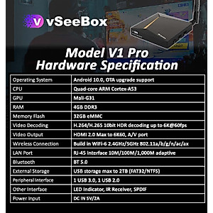 COMBO BREAKER vSeeBox V1 Pro with Backlit Mini Keyboard / 8K HDMI Cable (4GB RAM + 32GB ROM)