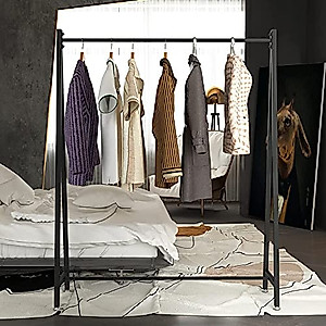 DR.IRON Black Metal Clothing Rack, Industrial Clothes Rack with Top Rod Heavy Duty Clothing Rack for Hanging Clothes for Home Bedroom,Clothing Store, Laundry Room