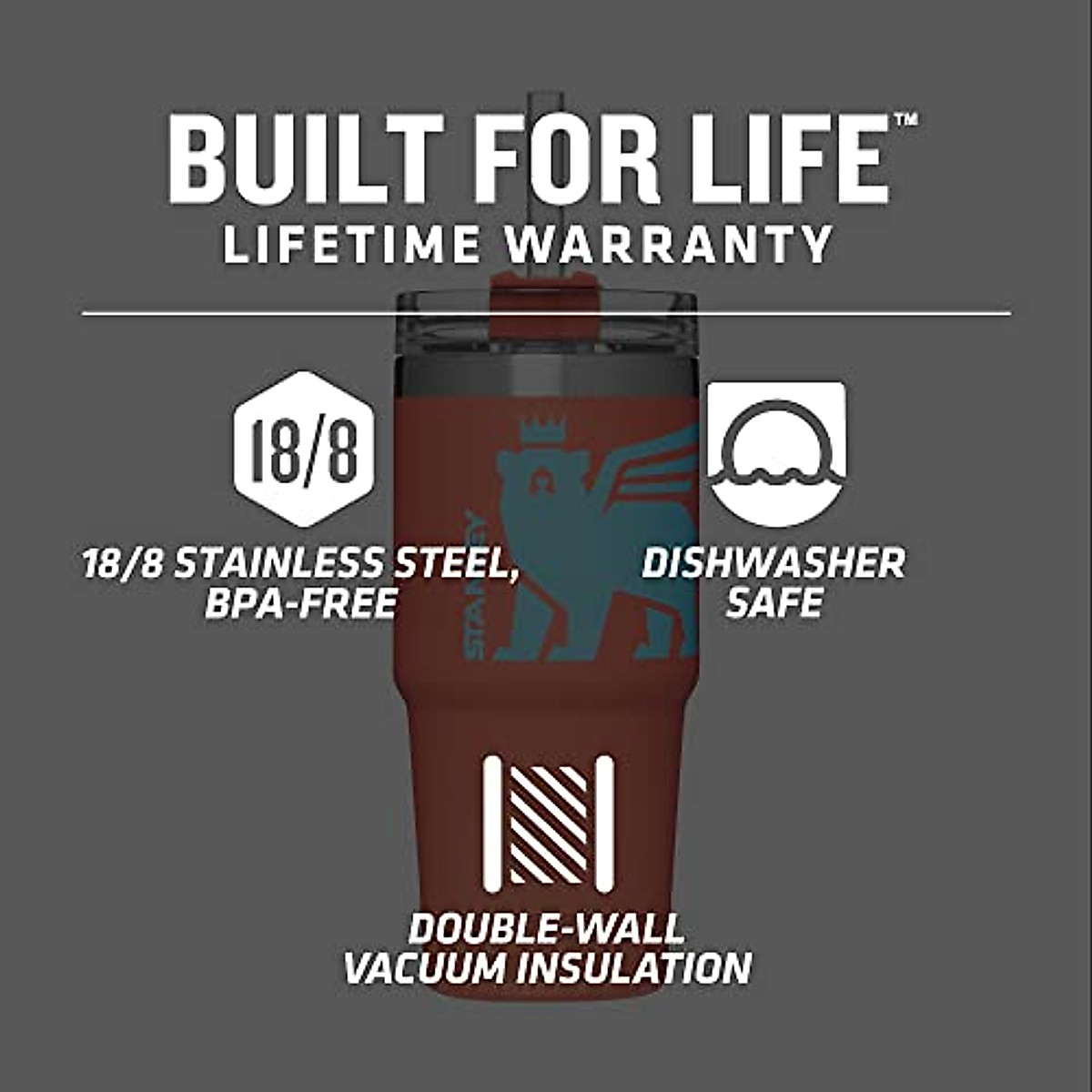 Stanley Adventure Quencher Travel Tumbler for Kids (8 and Above), 14oz, Stan the Bear Stainless Steel Insulated Tumbler with Lid and Straw