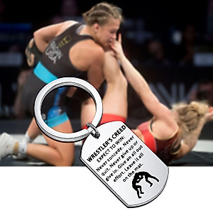Wrestler Wrestling Keychain Wrestler's Creed Never Concede Never Quit Dog Tag Keychain (WRESTLER'S CREED Wallet)
