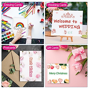 PATIKIL 100 Sets Pure Cotton Watercolor Cards 140lb/300 GSM Postcards with Envelopes for Art Painting Creative Thank Notes, 5x7 Inch Foldable Size