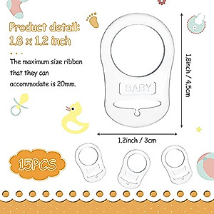 Patelai 15 Pieces Soft Silicone Baby Pacifier Clips Holders Silicone Adapter Rings Holder Baby Nipple Rings Baby Dummy Pacifier Holder for Baby Pacifiers(Transparent)