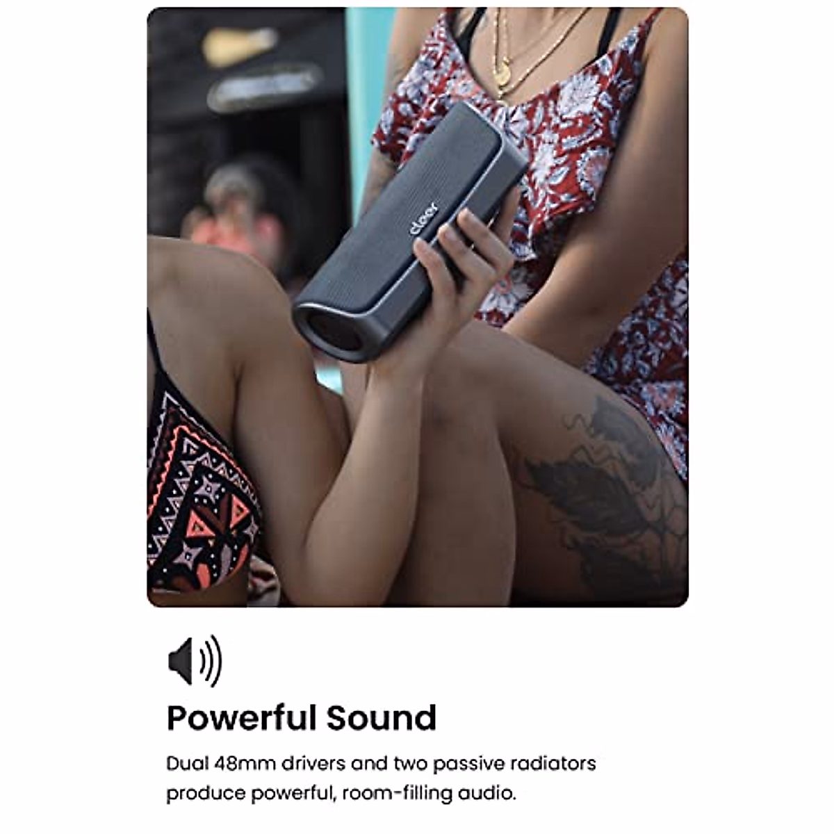 Cleer Audio Stage Smart Bluetooth Speaker - IPX7 Waterproof, Built-in Alexa, Stereo Pairing Capabilities, with Digital Amplifier, Dual 48mm Drivers, and Passive Radiators for Powerful Music and Sound