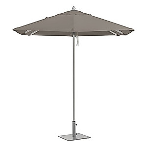 Oxford Garden UAS6TP Brushed Aluminum Frame Taupe Fabric Shade 6.5' Square Sunbrella Market Umbrella