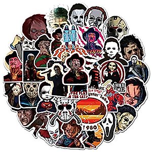 200 Pcs Horror Stickers, Vinyl Waterproof Laptop Decals Water Bottle Stickers, Horror Movie Theme Decor Halloween Stickers Scary Gift for Teens Adults (Horror stickers-02)