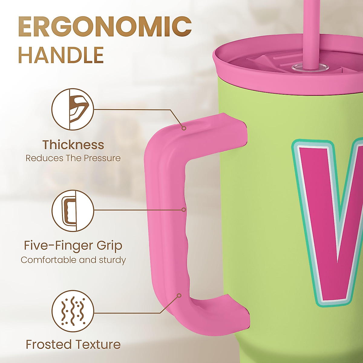 SANDJEST Stainless Steel Slider Tumbler With Handle 40oz & Jewelry Case with Initial W