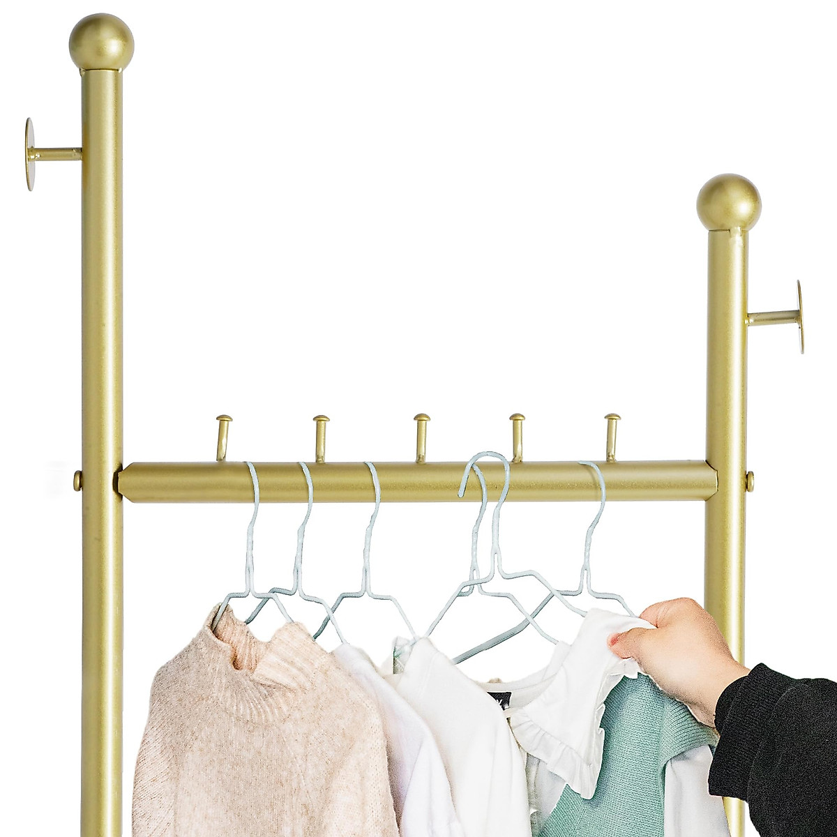 tonchean Gold Coat Rack Metal with Natural Marble Base Free Standing Clothes Rack Hotel Hall Tree for Hanging Clothes, Bags, Hats for Bedroom, Office, Hallway, Entryway, Living Room