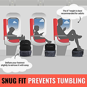 Koala Kloud 3 Height Travel Foot Rest - Gray Inflatable Foot Rest Pillow, Airplane Footrest for Flights, Car Seat, Airplane Bed for Toddler Airplane Travel Essentials Kids Accessories (Black)