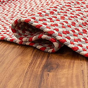Super Area Rugs Tri-Color Cotton Farmhouse Braided Cotton Rug - Buffalo Check Red,White,Gray 4' x 6' Rectangle