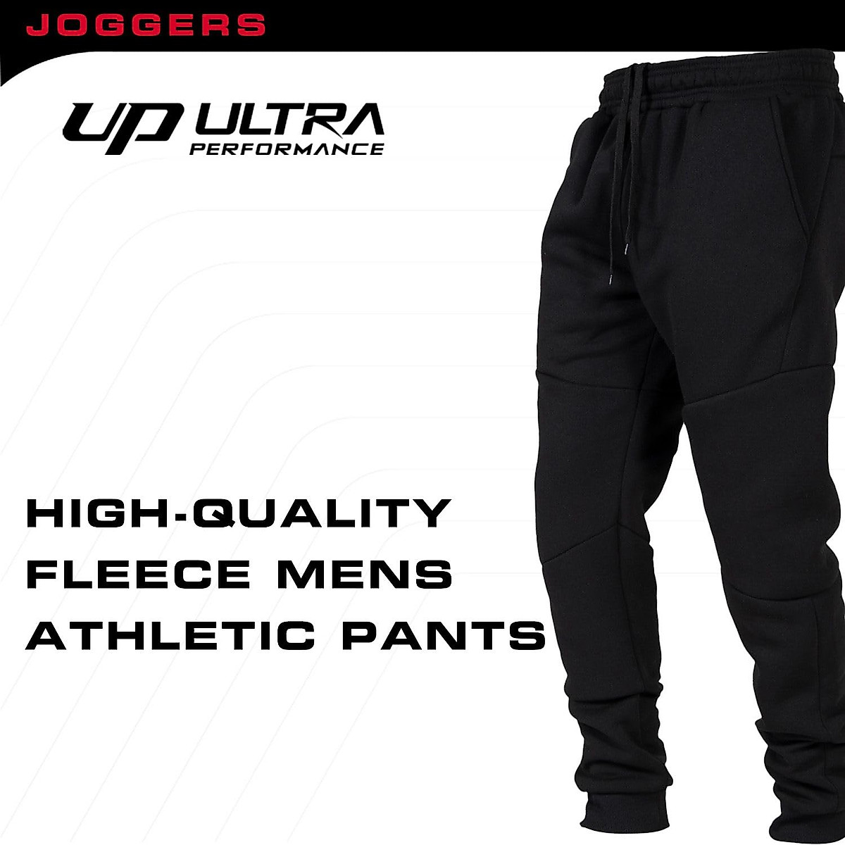 Ultra Performance 3 Pack Fleece Active Tech Joggers for Men, Mens Sweatpants with Zipper Pockets