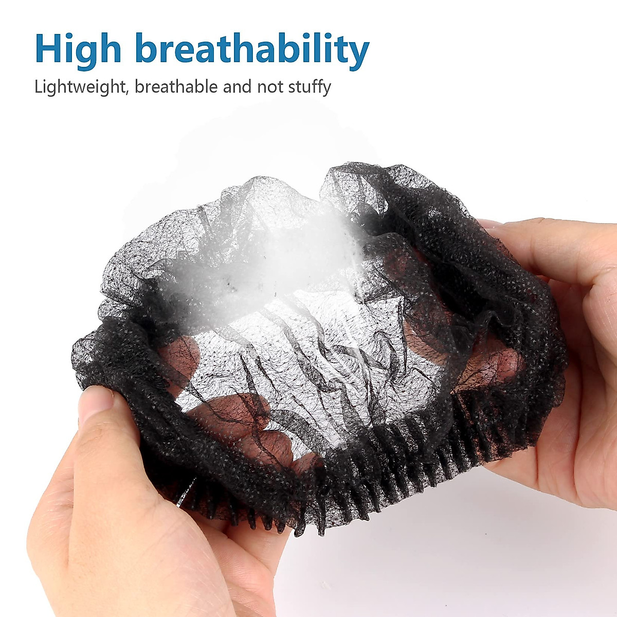 Yes!Fresh 100 Pieces Disposable 21 inch Non-Woven Bouffant Clip Caps Mob Mop caps hairnets Head Cover (Black)