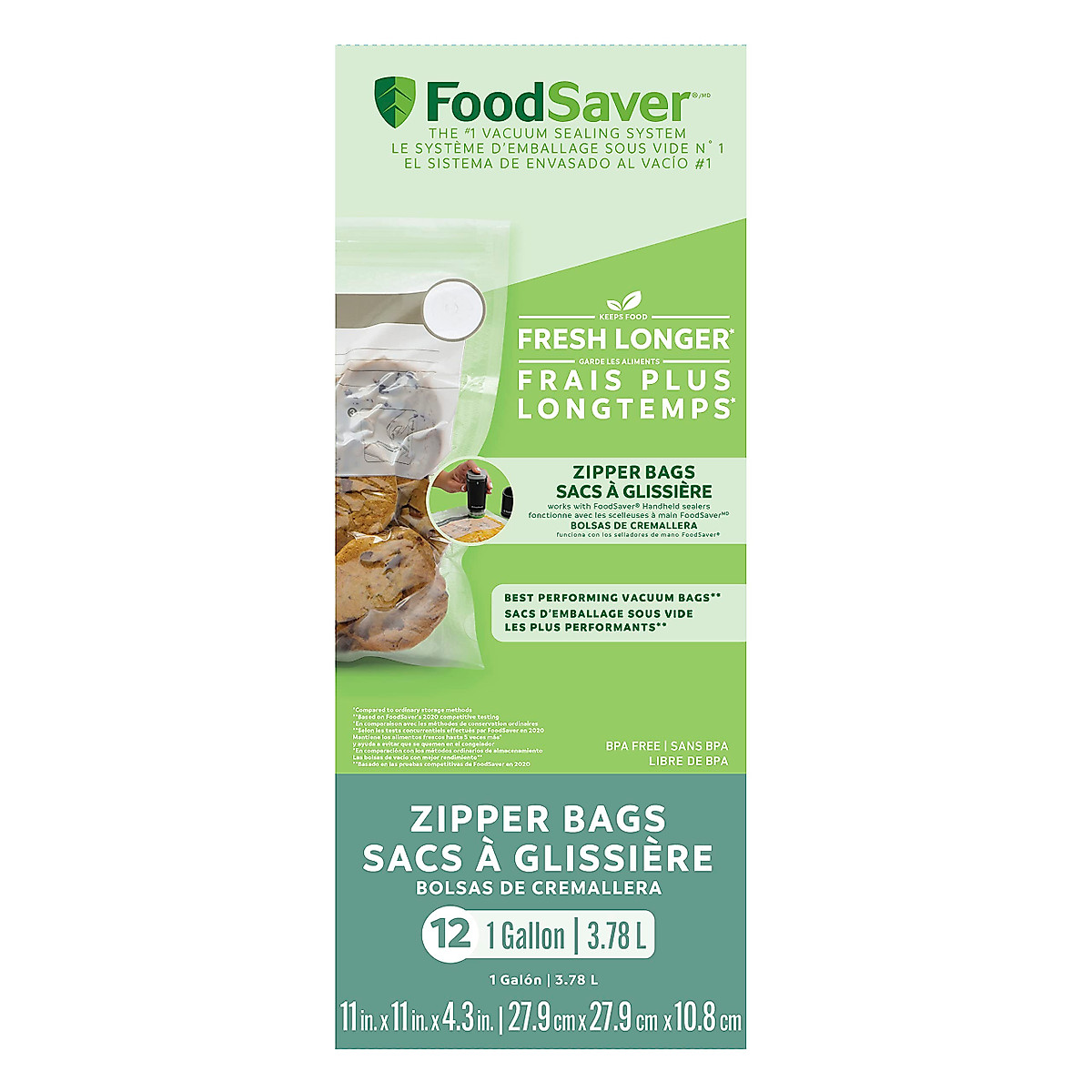 FoodSaver 1-Gallon Vacuum Zipper Bags, 12 Count, Multi