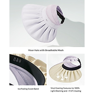 BENEUNDER Large Brim Foldable Sun Visor for Women UPF50+ UV Protection (Pink)