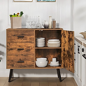 Iwell Modern TV Stand and Storage Cabinet Set, Bathroom Cabinet, Sideboard, Free Standing Cupboard, Entryway Cabinet for Living Room, Retro Home Media